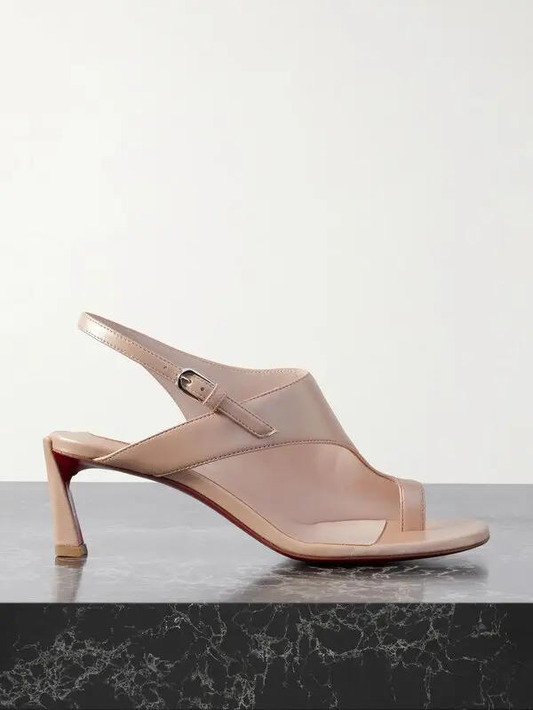 CHRISTIAN LOUBOUTIN Viva Condora 55 Leather Slingback Sandals - Neutrals