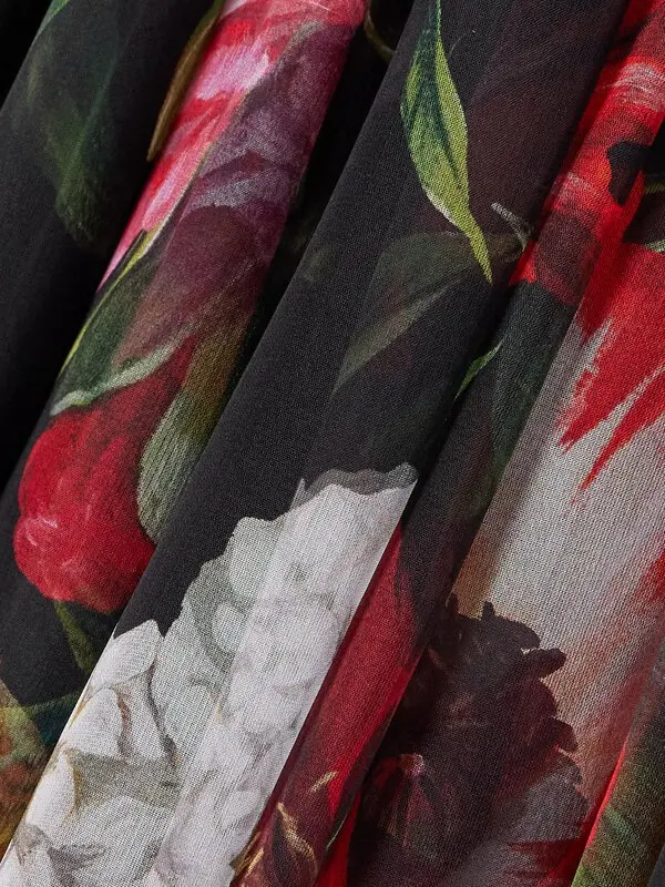 Dolce & Gabbana Belted Ruffled Floral-print Silk-chiffon Midi Dress