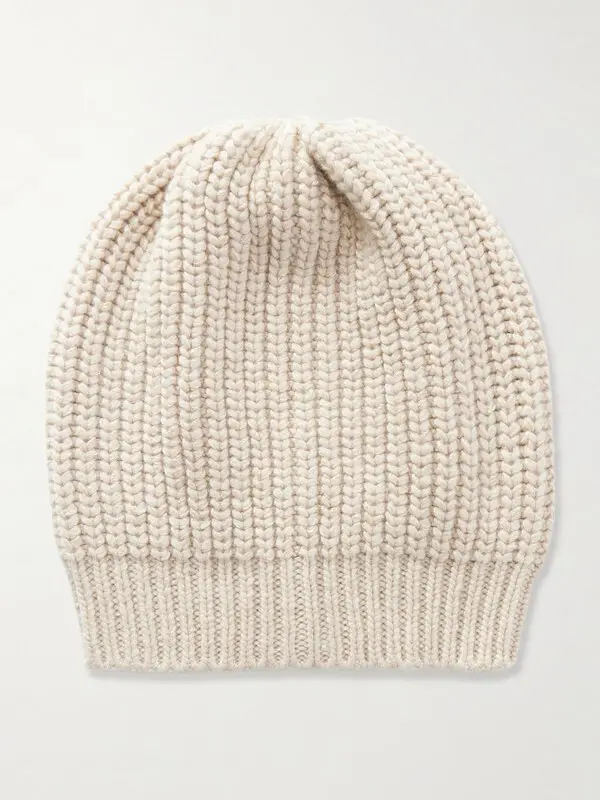 Brunello Cucinelli Sequin-embellished Cashmere And Silk Beanie - Neutrals