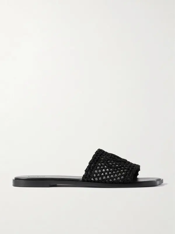 Chloé Flower Crocheted Slides - Black