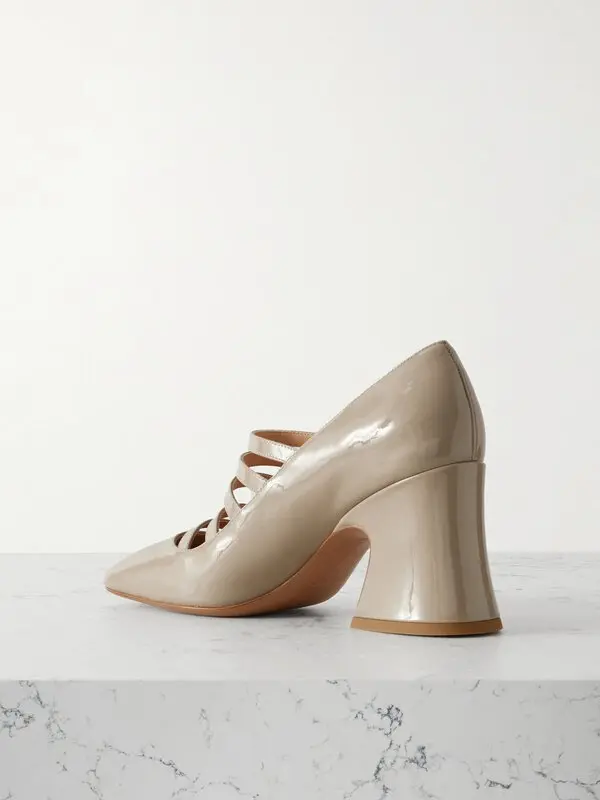 Chloé Janis Buckled Patent-leather Mary Jane Pumps - Neutrals