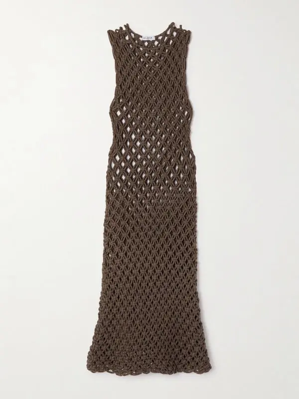 Alaïa Macramé Cotton-blend Midi Dress