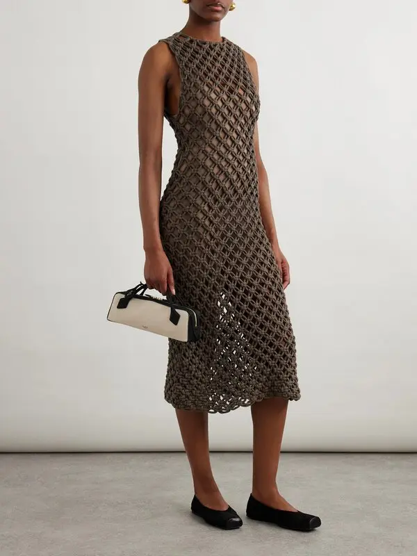 Alaïa Macramé Cotton-blend Midi Dress