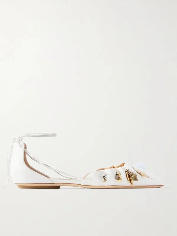 Chloé Sea Treasures Embellished Ballet Flats - White