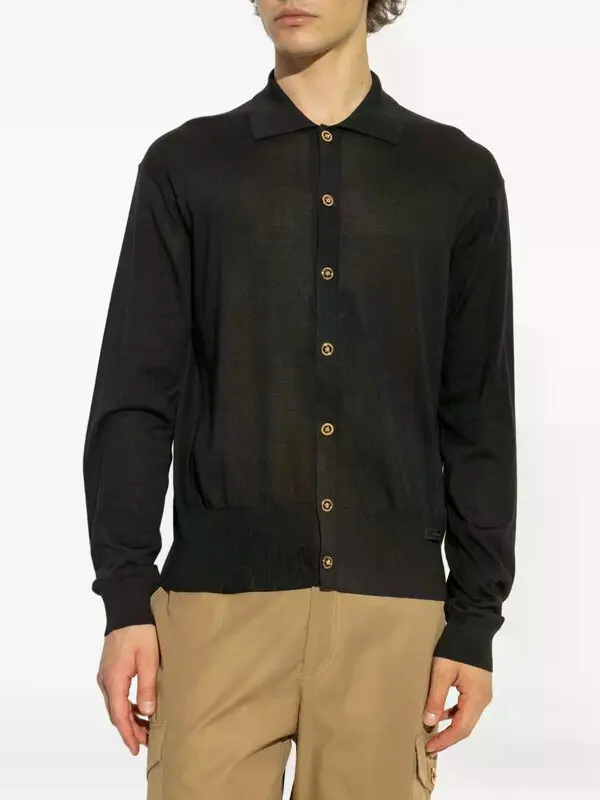 Versace Polo-collar Button-up Cardigan - Black