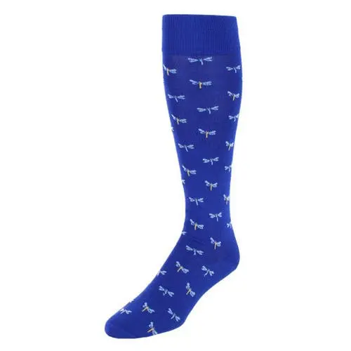 Trafalgar Renewal Dragonfly Pima Cotton Dress Socks - Clematis Blue