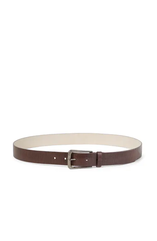 Brunello Cucinelli Carved Leather Belt - Cocoa