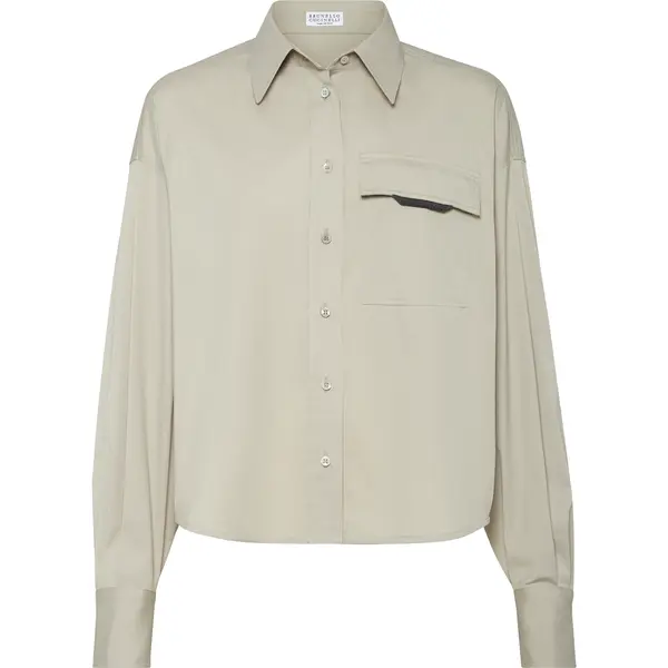 Brunello Cucinelli Stretch Poplin Shirt - Cool Beige