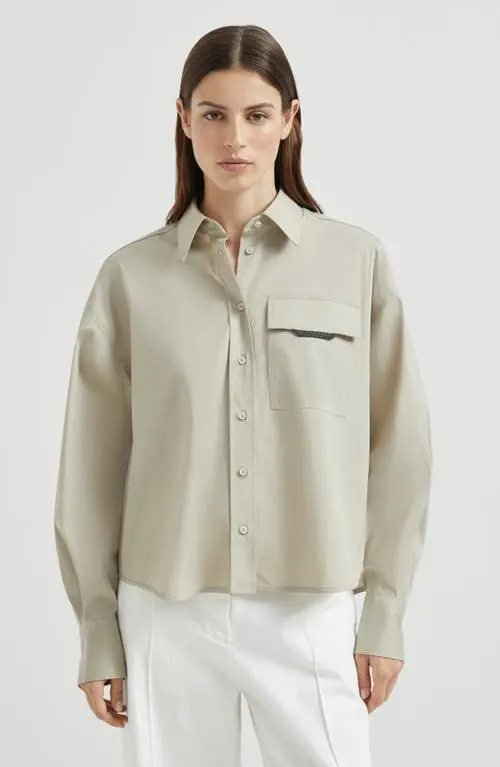 Brunello Cucinelli Stretch Poplin Shirt - Cool Beige