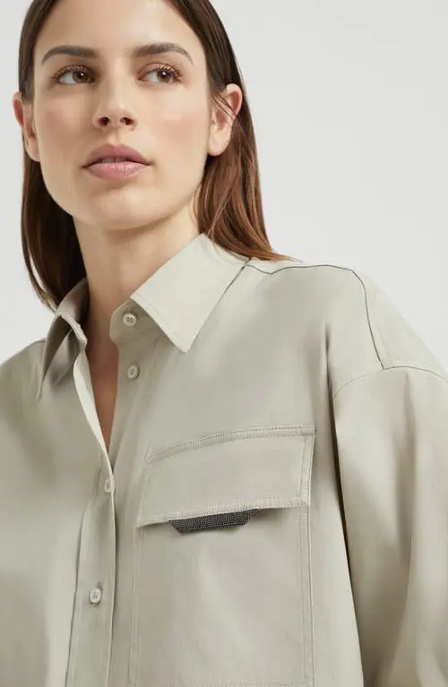 Brunello Cucinelli Stretch Poplin Shirt - Cool Beige