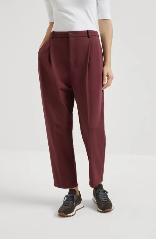 Brunello Cucinelli Cropped French Terry Trousers - Amaranth
