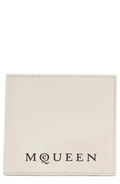 Alexander McQueen Logo Leather Bifold Wallet - Bone/ Black