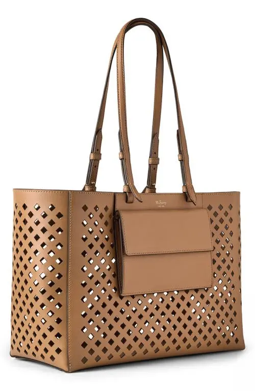 Mulberry Perforated Leather Tote - Toffee