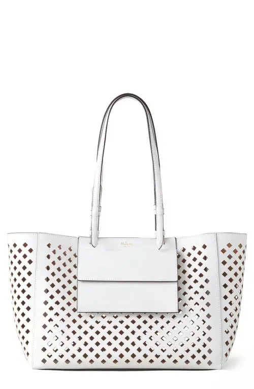 Mulberry Perforated Leather Tote - White