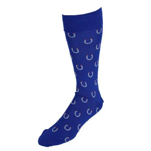 Trafalgar Lucky Horseshoe Over-the-calf Pima Cotton Dress Socks - Clematis Blue