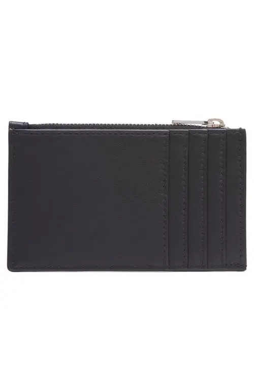 Alexander McQueen Logo Leather Zip Card Case - Black/ Bone/ Silver