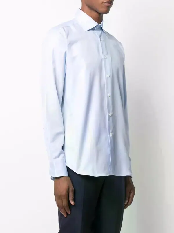 Canali Button-up Cotton Shirt - Blue