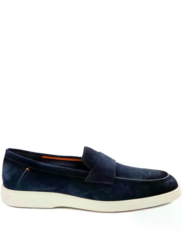 Santoni Suede Penny Loafers - Blue