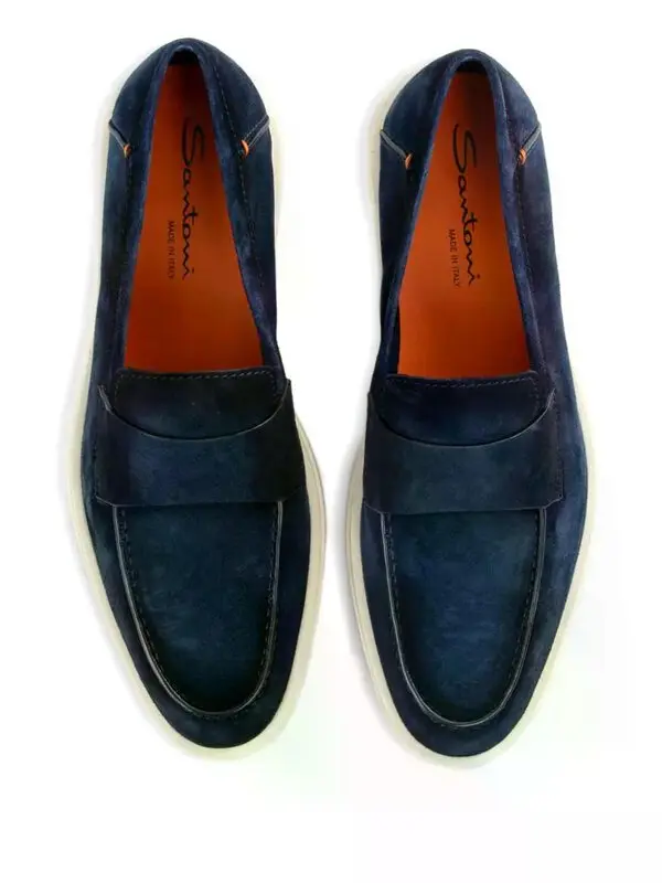Santoni Suede Penny Loafers - Blue