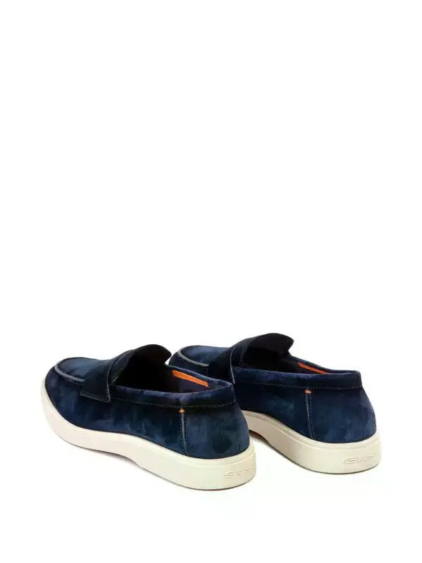 Santoni Suede Penny Loafers - Blue