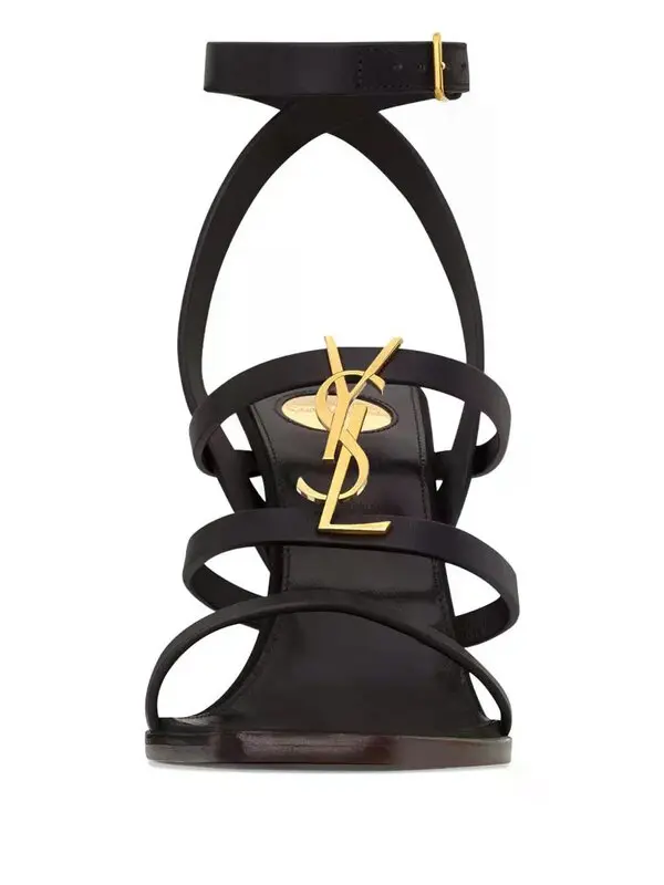 Saint Laurent 90mm Cassandra Strappy Wedge Sandals