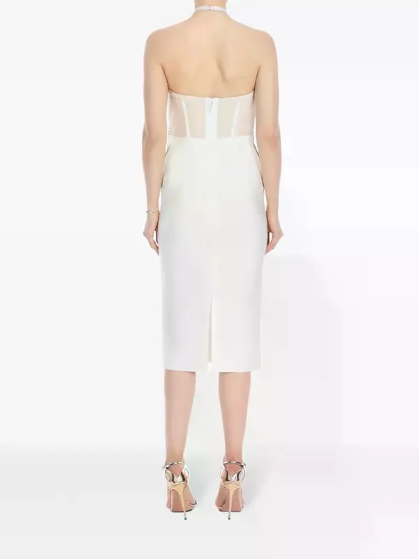 Herve Leger Halterneck Fringe Midi Dress