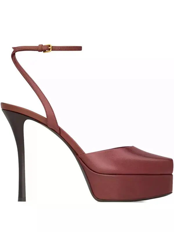 Saint Laurent 85mm La Scandale Platform Sandals - Brown