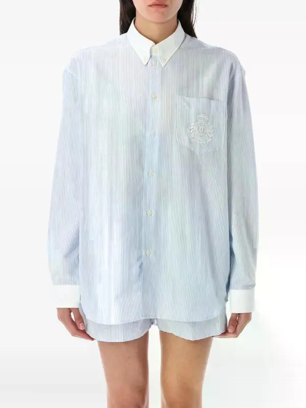 SPORTY & RICH Stripe-pattern Shirt With Embroidered Logo