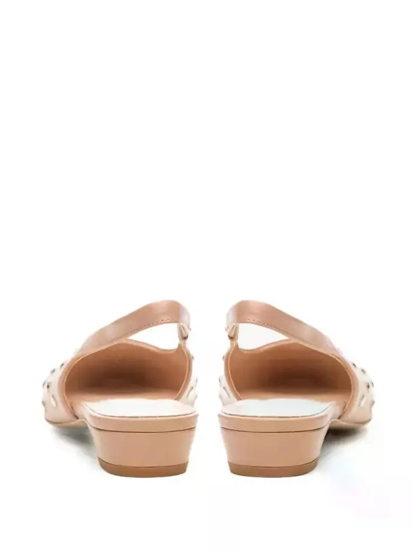 POCHE PARIS Stud-embellished Slingback Pumps - Neutrals