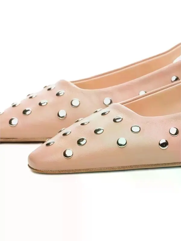 POCHE PARIS Stud-embellished Slingback Pumps - Neutrals
