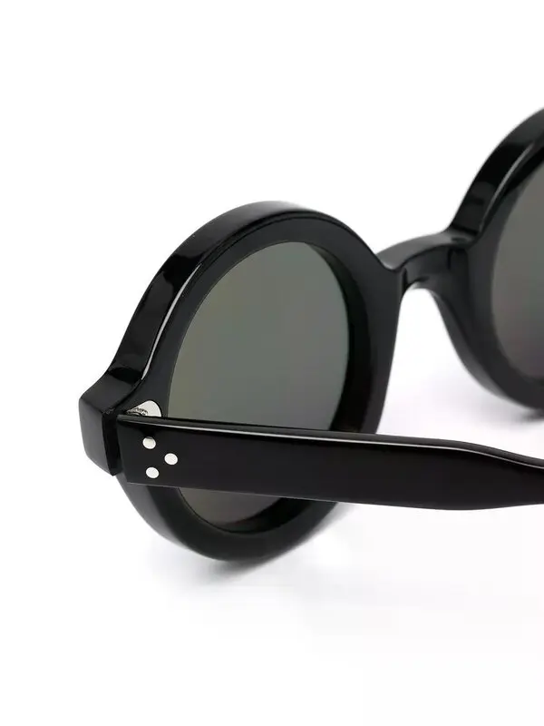LESCA Phil Round Frame Sunglasses - Black