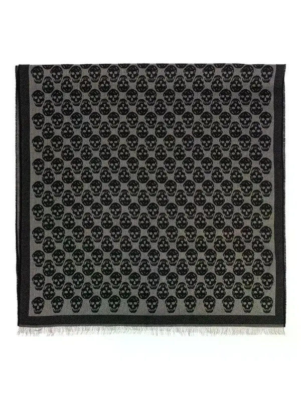 Alexander McQueen Skull-patterned Fringed Scarf - Black