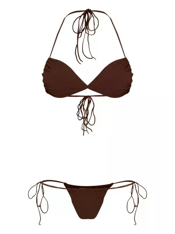 AMIR SLAMA Triangle Tie-fastening Bikini Set - Brown