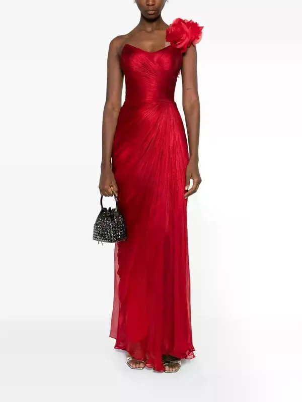 IRIS SERBAN Haziel Rose-embellished Silk Dress