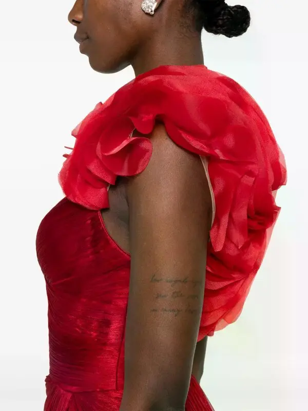 IRIS SERBAN Haziel Rose-embellished Silk Dress