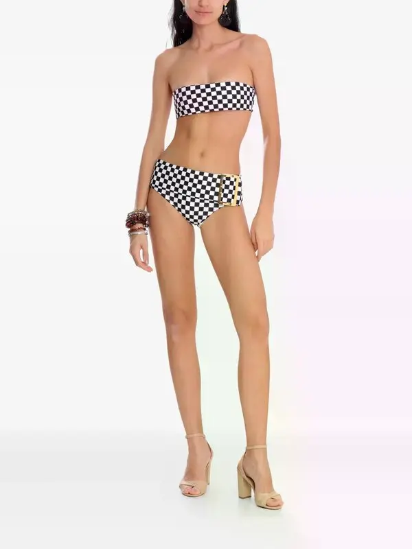 AMIR SLAMA Check-print Belted Bikini Set