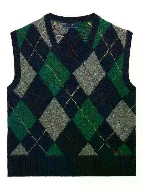Ralph Lauren Argyle-patterned Sleeveless Vest - Blue
