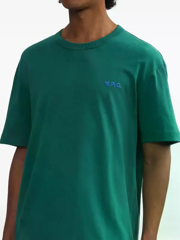 A.p.c. Logo Embroidered Cotton T-shirt - Green