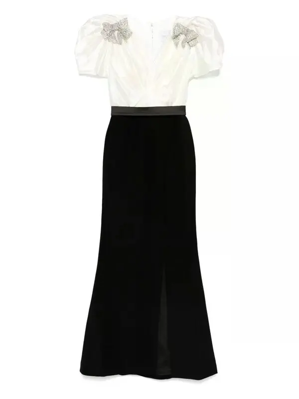 SILK LOVE & LACE Embellished Puff-sleeve Dress