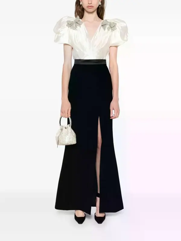 SILK LOVE & LACE Embellished Puff-sleeve Dress