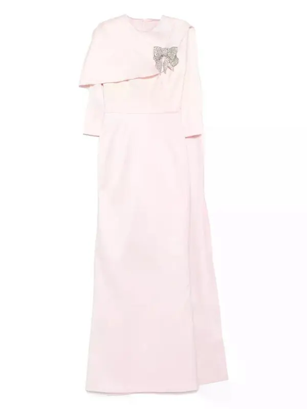 SILK LOVE & LACE Bow-embellished Cape Dress - Pink
