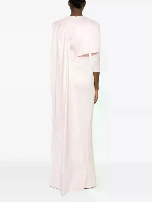 SILK LOVE & LACE Bow-embellished Cape Dress - Pink