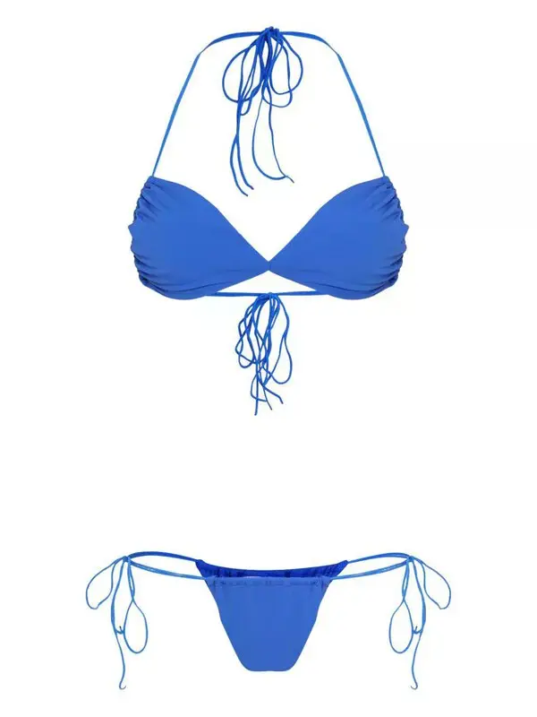 AMIR SLAMA Tie-fastening Bikini Set - Blue