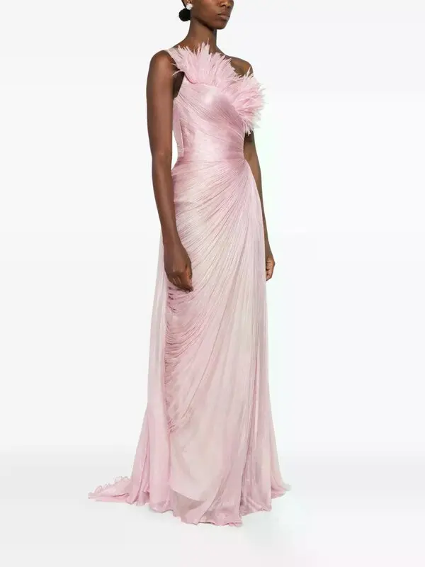 IRIS SERBAN Elemiah Feather-trim Gown