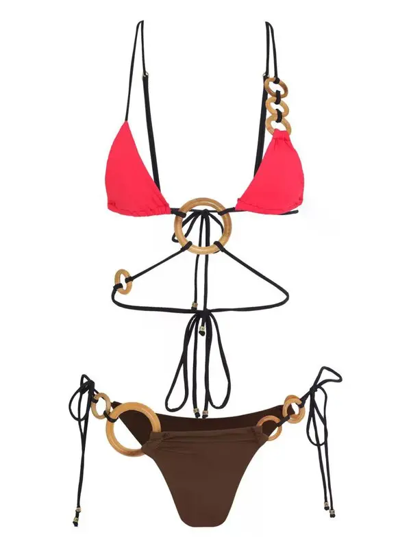 AMIR SLAMA Ring-embellished Bikini Set - Pink
