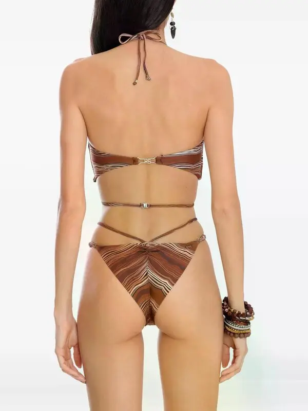AMIR SLAMA Ring-detail Striped Bikini Set