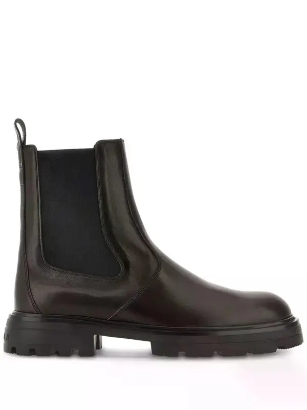 Hogan Leather Ankle Boots - Brown