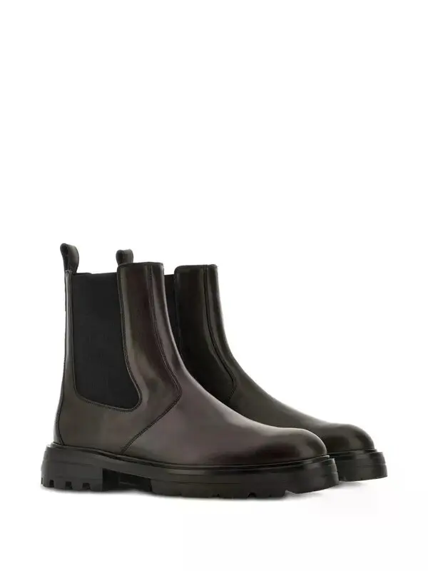 Hogan Leather Ankle Boots - Brown