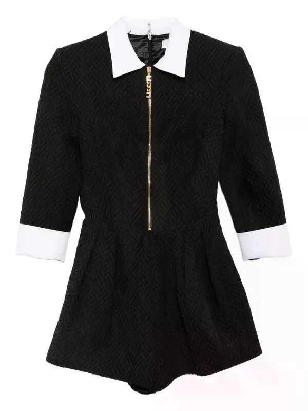 Elisabetta Franchi Herringbone Tweed Playsuit - Black