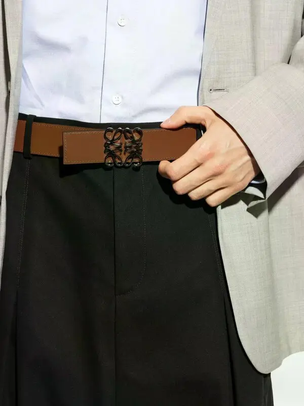 Loewe Anagram Buckle Leather Belt - Black